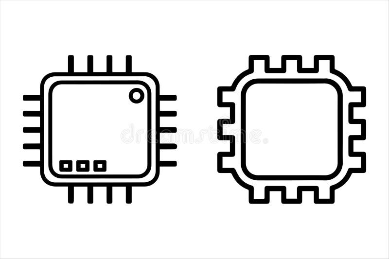 Set of Microchip Icon Vector Illustration of Integrated Circuit Stock ...
