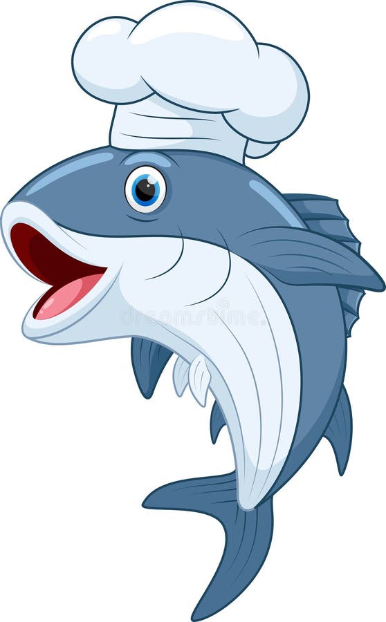 Chef Fish Cartoon Mascot Character, Isolated on White Stock Vector ...