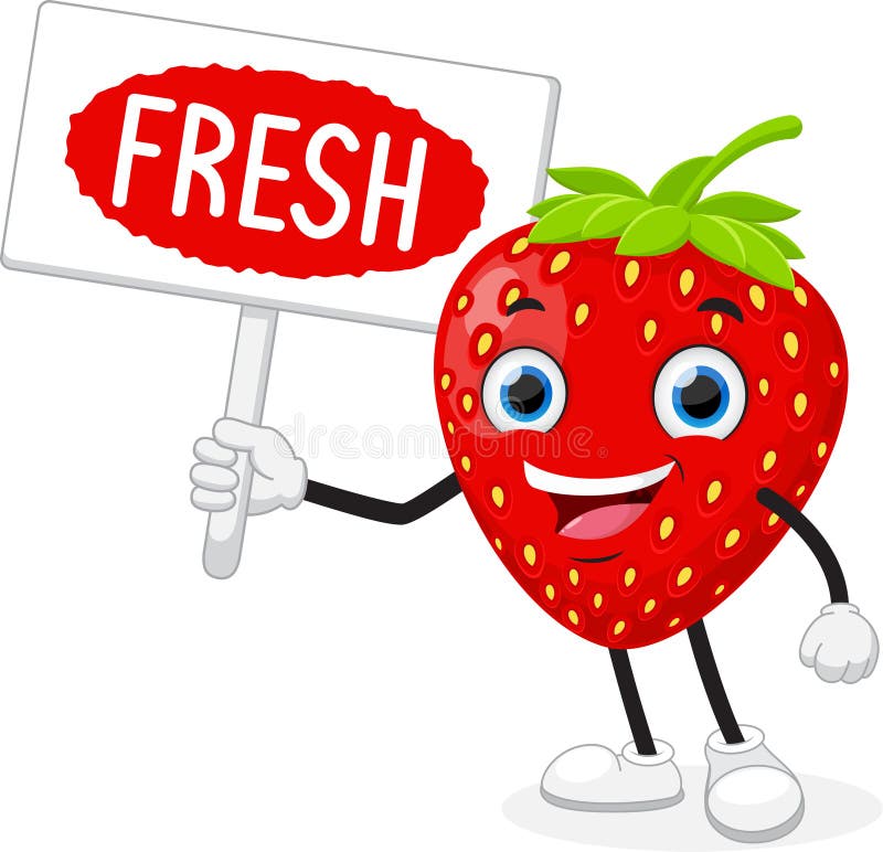 Strawberry Cartoon in Basket and Strawberry Plant Flat Vector ...