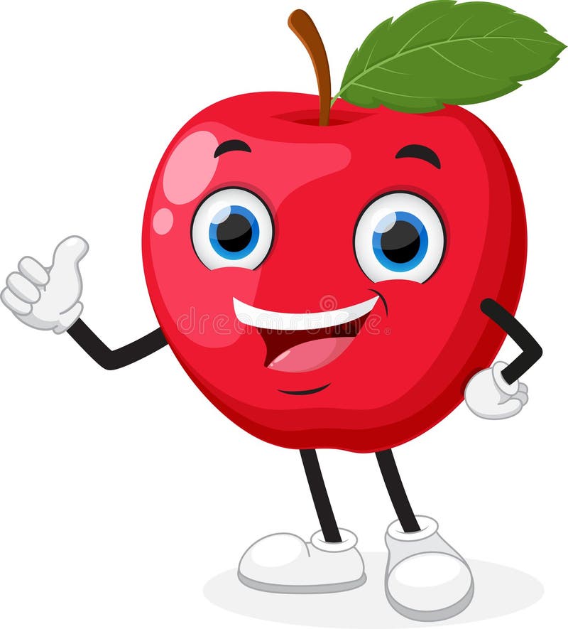 Cute Red Apple Cartoon Mascot Characters Stock Vector - Illustration of ...