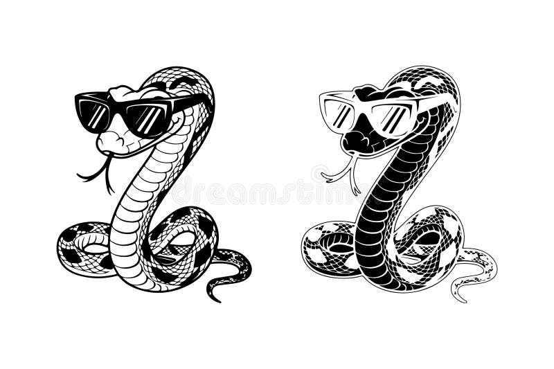 Cool Snake Vector Art Stylish Cobra with Sunglasses Illustration Stock ...