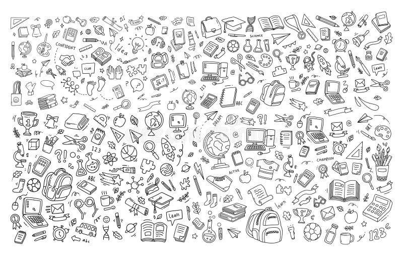 Back To School Doodle Elements Stock Vector - Illustration of board, cartoon: 380709005