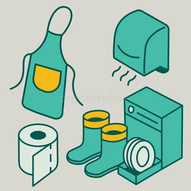 Cleaning and Hygiene Cartoon Icon Stock Illustration - Illustration of ...