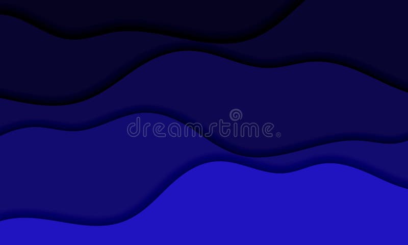 Wavy Lines Border in Paper Cut Style. Blue Color Style. Smooth Wave ...
