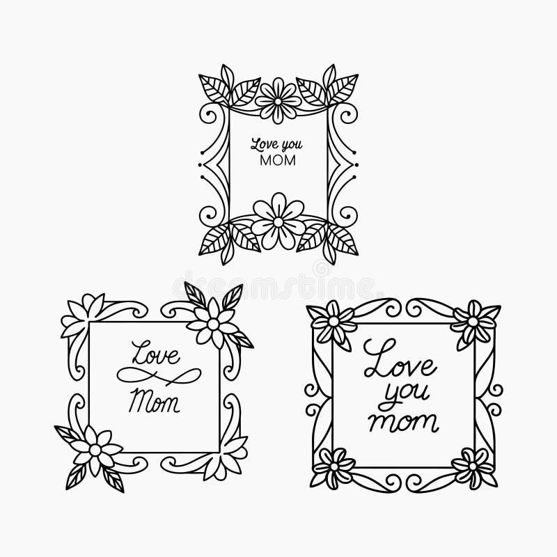 Floral Frames with the Message "Love You Mom" are Featured. Stock ...