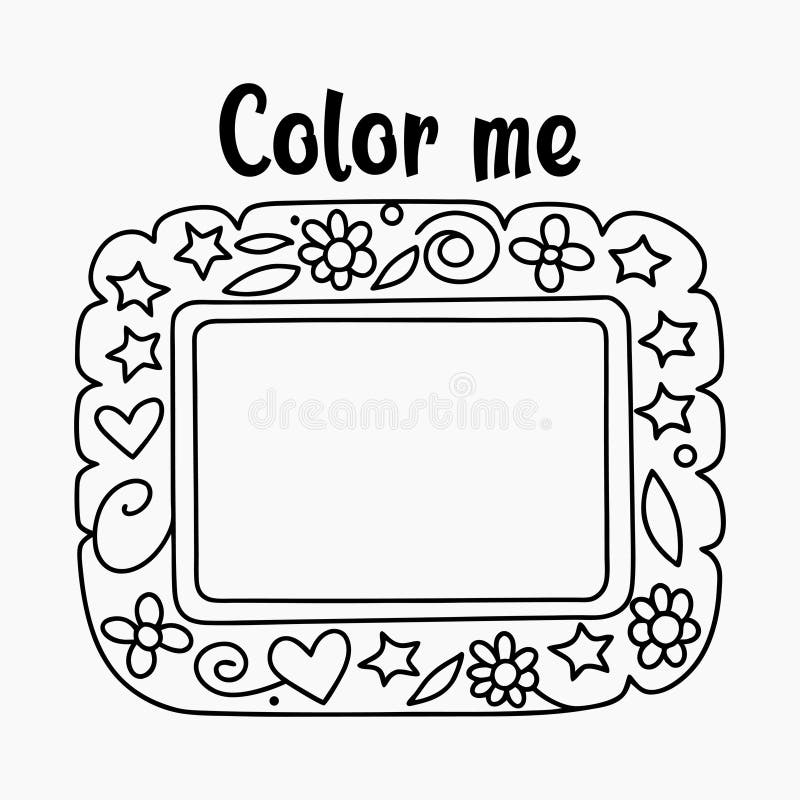 Decorative Coloring Page Featuring a Rectangular Frame Stock Vector ...