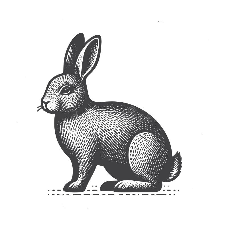 Vintage Jackrabbit Lying Down Vector Icon Illustration. Stock Vector ...