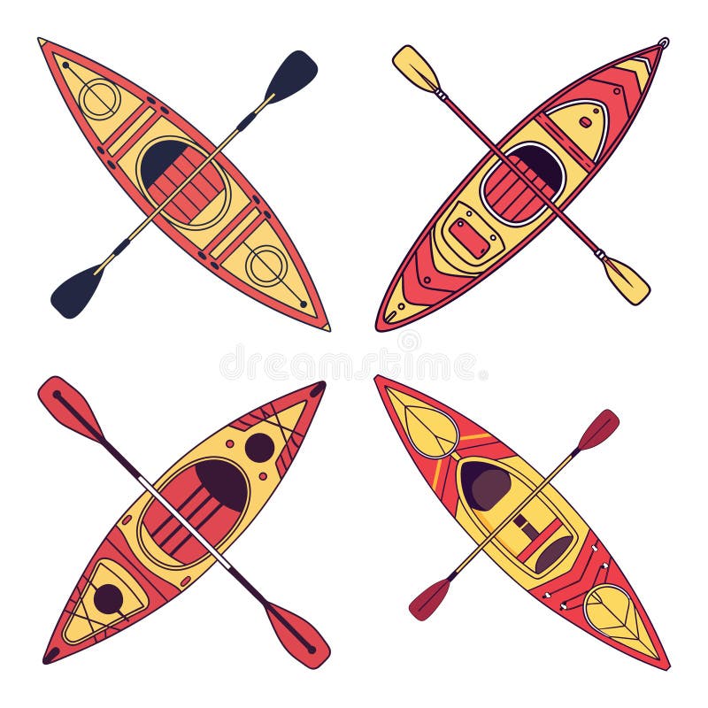 A Clean and Bold Silhouette of a Kayak and Paddle in Top View Stock ...