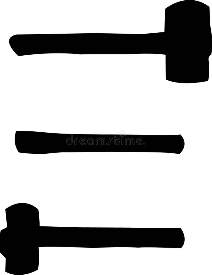 Silhouettes Three Thick Hammers in Black on White Background Vector ...