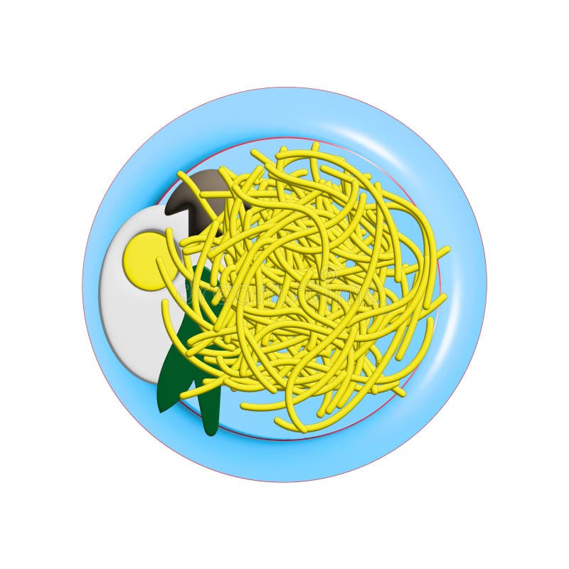 A Digital Illustration of a Blue Plate Filled with Yellow Spaghetti ...