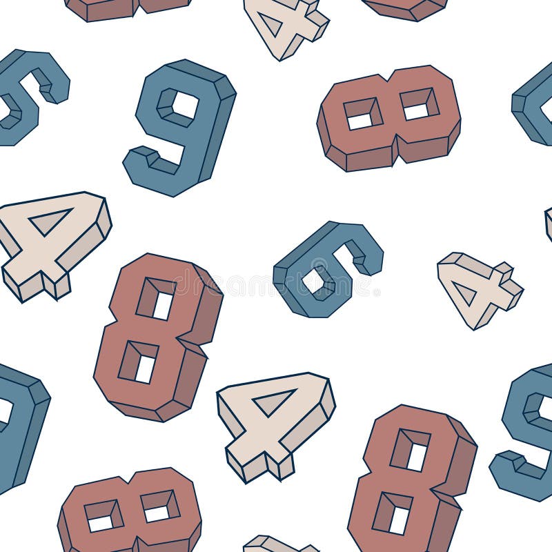 Seamless Texture of Volumetric Numbers in Retro Style. Stock ...