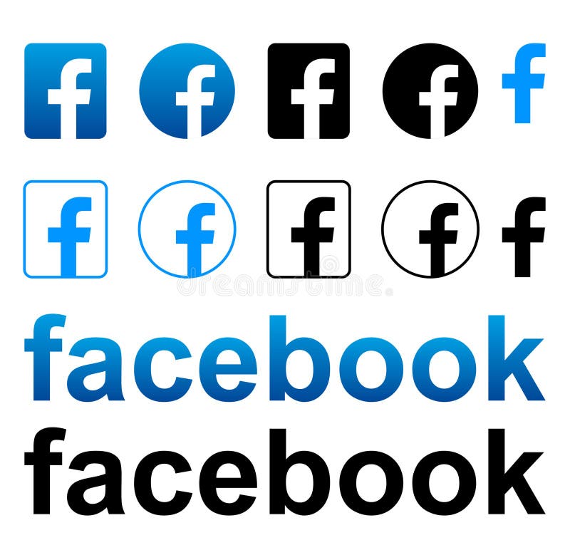 Several Variations of the Facebook Logo Featuring a Stylized White "f ...