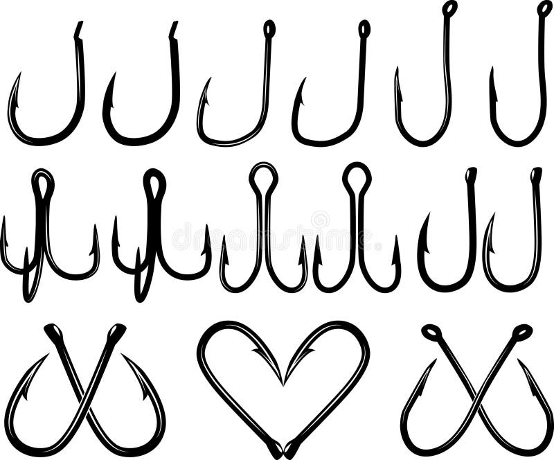 Fishing Hook, Crossed Fish Hooks, Bass Fishing, Fish Hook Stock Vector ...