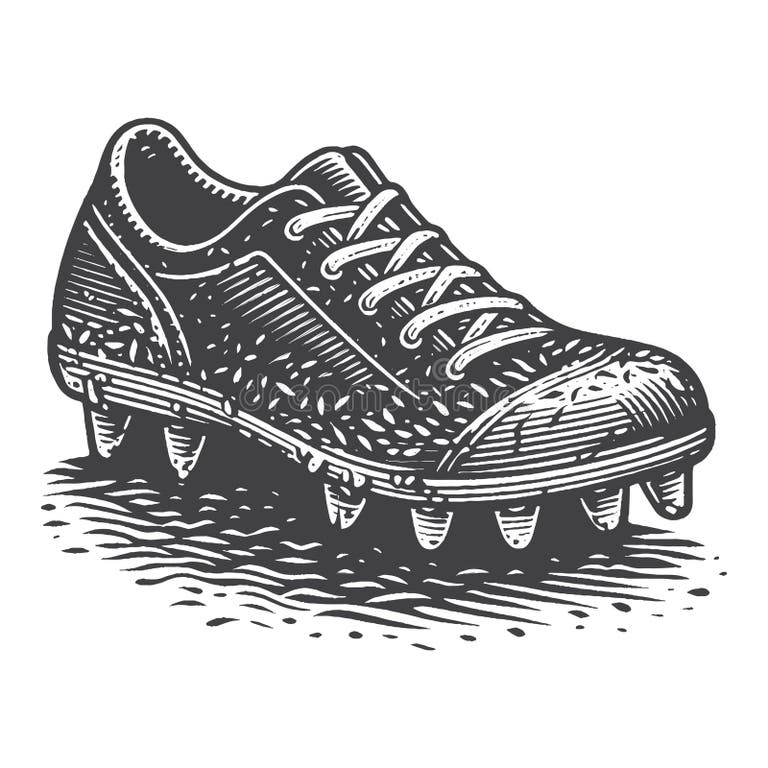 Vintage Hand-Drawn Cleats with Mud Effect Illustration. Stock Vector ...