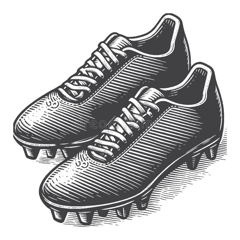 Vintage Cleats Single Shoe Illustration with Shadow. Stock Vector ...