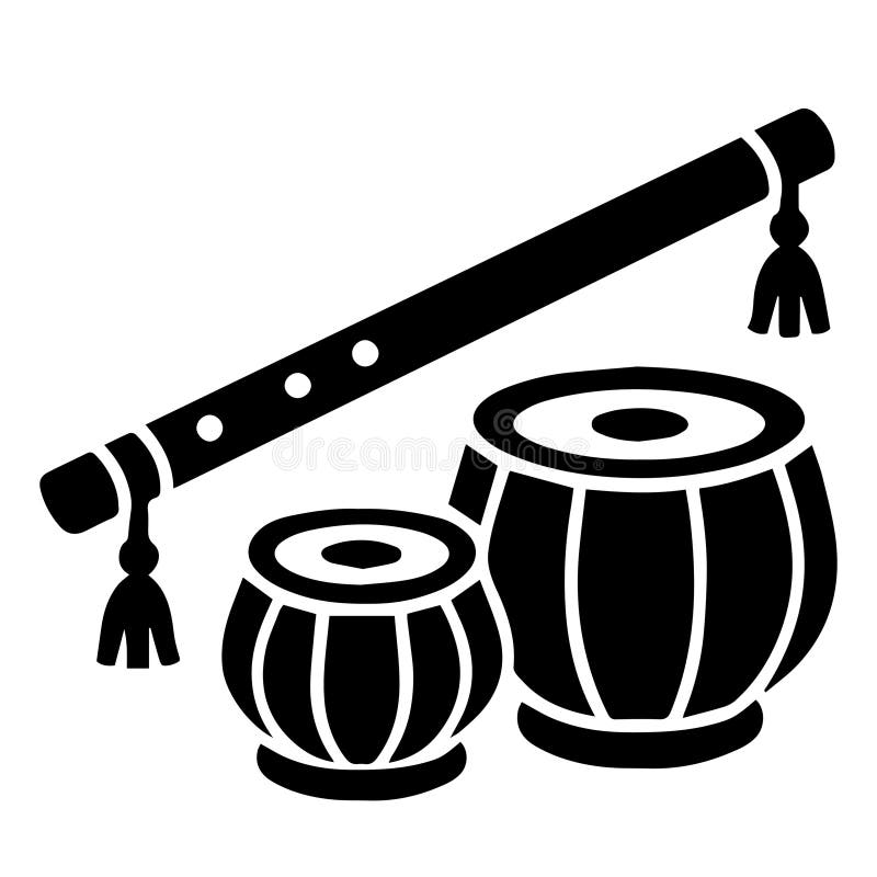 Indian Classical Music Instruments Dhol and Bansuri Stock Vector ...