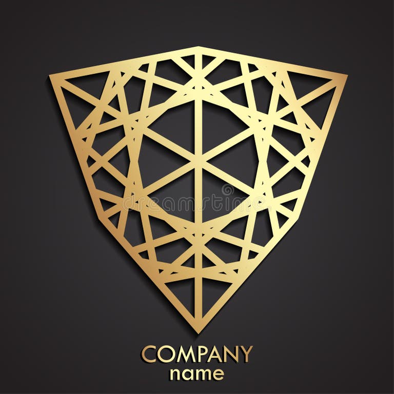 Triangle Diamond Shape Linear Gold Logo Stock Vector - Illustration of ...