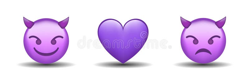 Purple Color Heart, Devil Vector Emoji Illustration Stock Vector ...