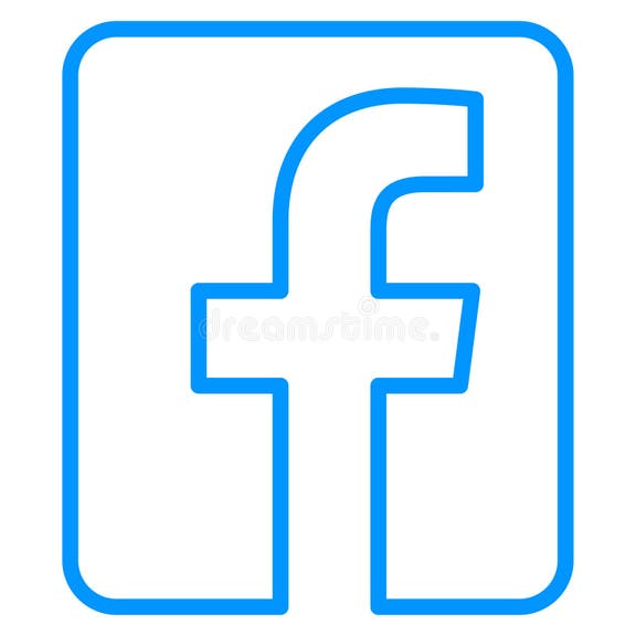 Blue Facebook Logo Outline on a White Background. Editorial Stock Photo ...