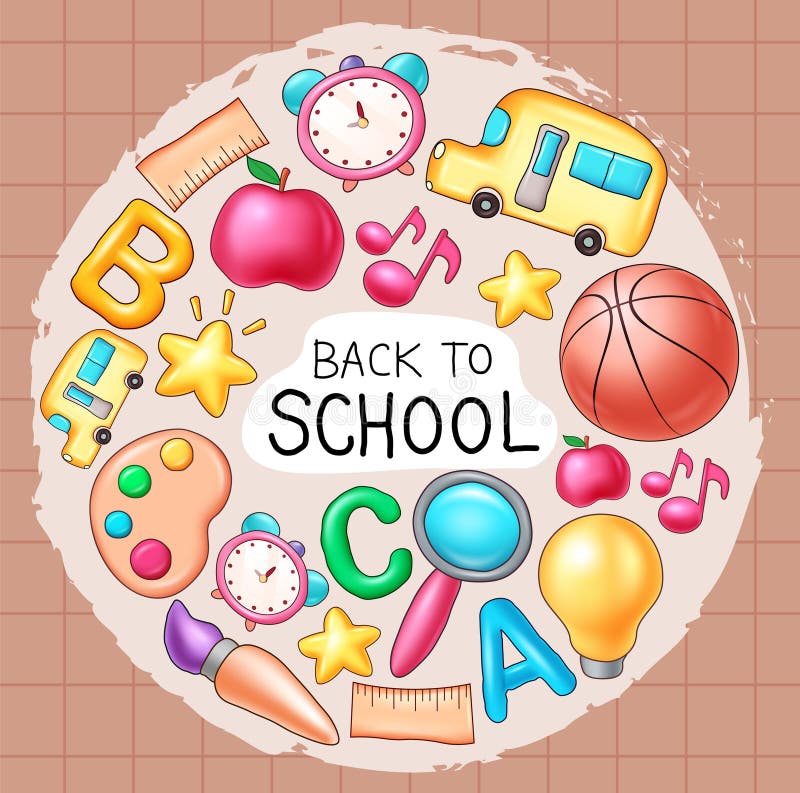 Doodle Educational Elements, Supplies and Items for Learning. Vector ...