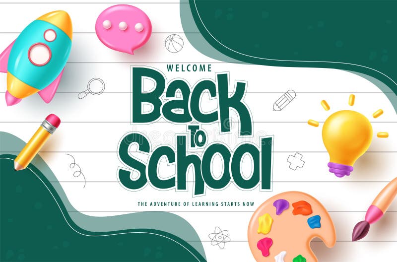 Welcome Back To School Text in Abstract Green Background with Colorful ...