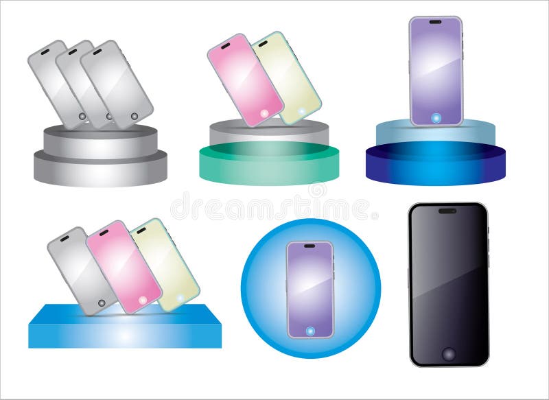 A Collection of Smartphone Illustrations Displayed on Various Colored ...