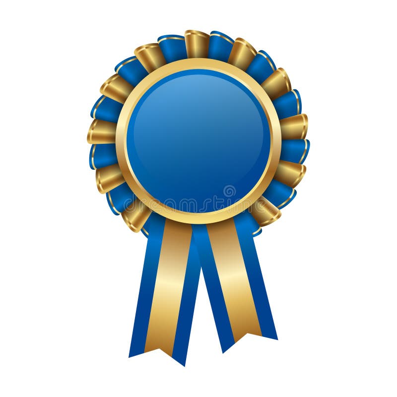 Vector Blueand Golden Award Badge with Ribbon Stock Vector ...