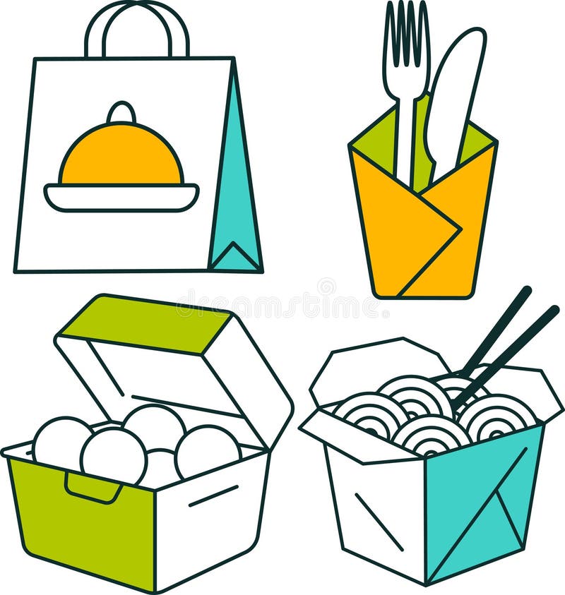Take Out Icon Set stock vector. Illustration of furniture - 382553332