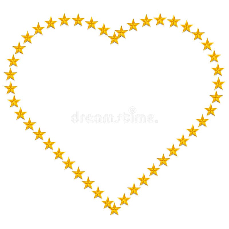 Heart Shape Outlined with a Series of Gold Five-pointed Stars, Evenly ...