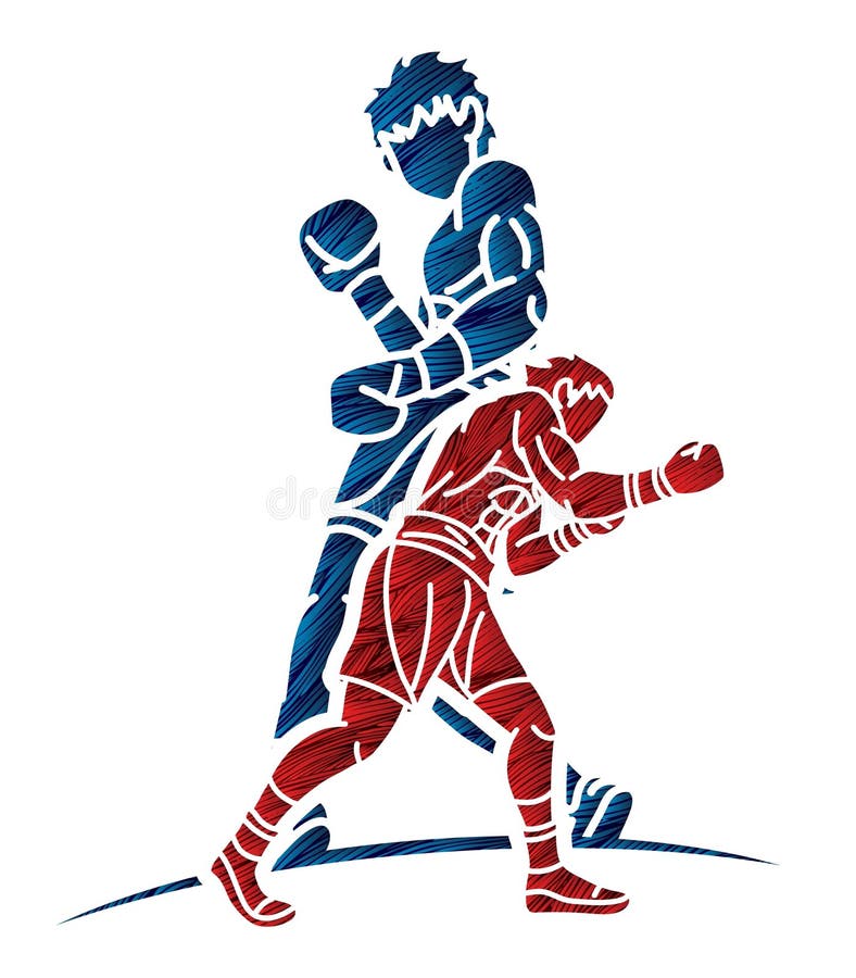 Boxer Mix Action Boxing Sport Cartoon Graphic Stock Vector ...