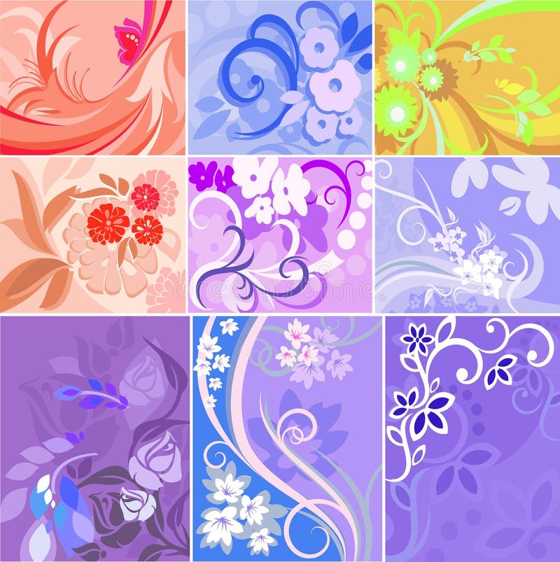 Floral Design Collection Sets Elegant Botanical Patterns & Elements ...