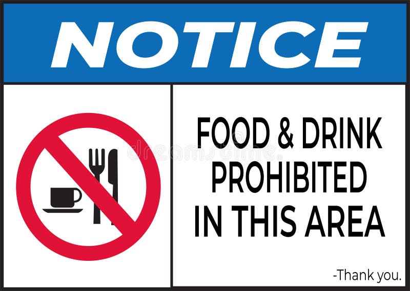 Notice Food & Drink Prohibited in this Area Signage Vector Illustration ...