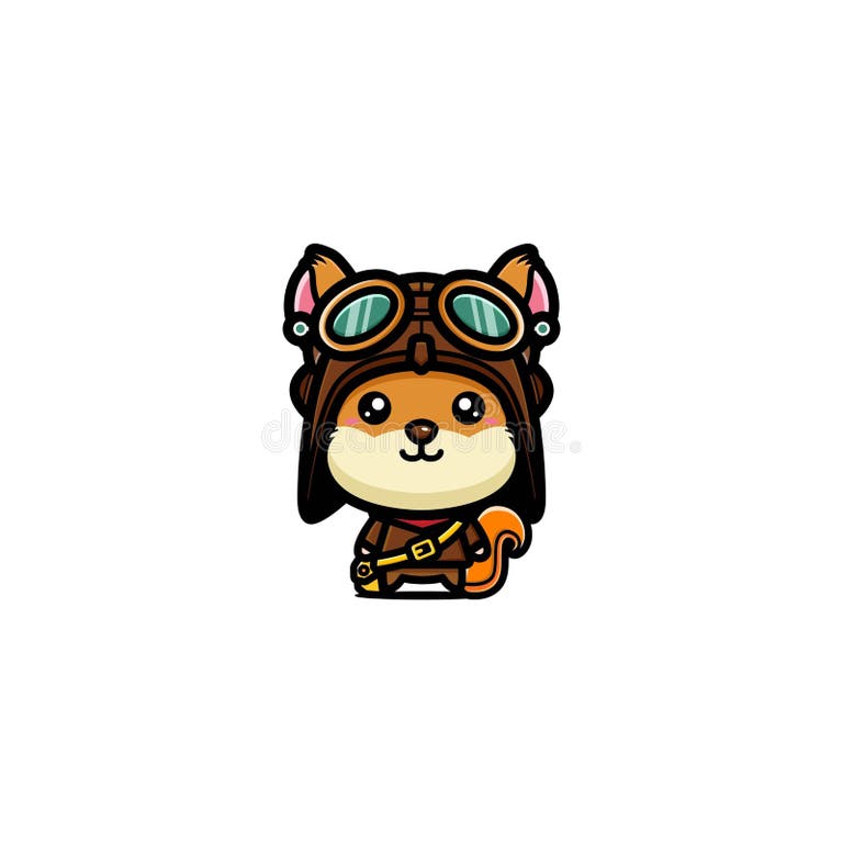 Cute Chibi Pilot Squirrel Mascot Stock Vector - Illustration of kawaii ...