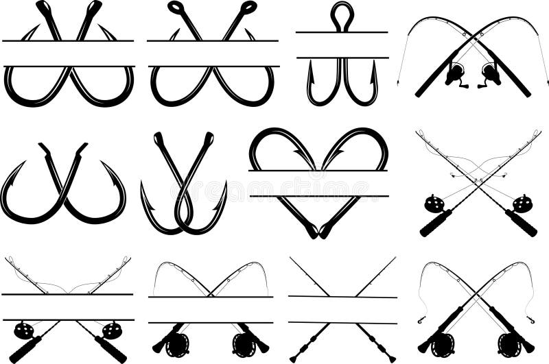 Fishing Split Frame, Fishing Pole Monogram, Fishing Hook, Fishing Rod ...
