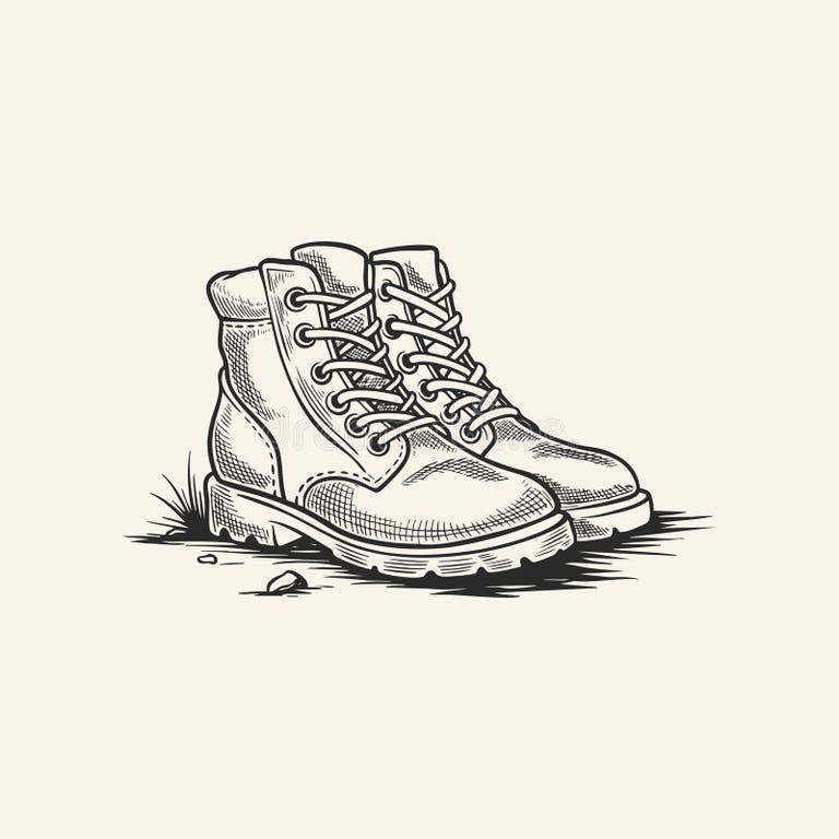 Vintage Hiking Boots Illustration Stock Vector - Illustration of boots ...
