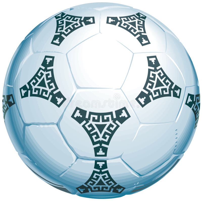 White and Light Blue Soccer Ball with a Pattern of Dark Geometric ...