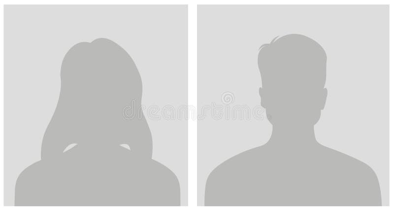 Simple Gray Avatar Icons Representing Male and Female Profiles. Vector ...