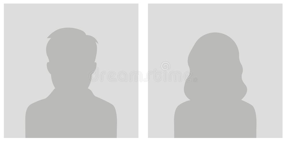 Simple Gray Avatar Icons Representing Male and Female Profiles. Vector ...
