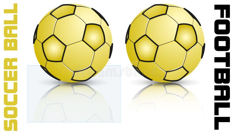 Two Identical Yellow Soccer Balls with Black Pentagonal and Hexagonal ...