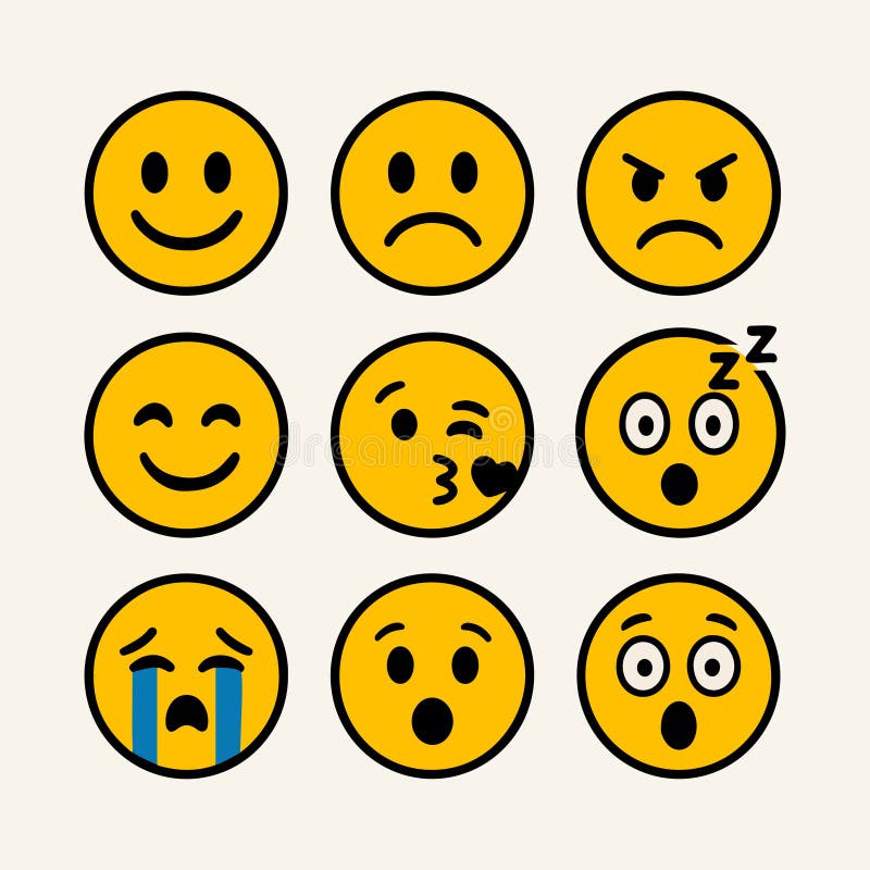 Smiley Face Icons Vector Illustration Set Stock Vector - Illustration ...