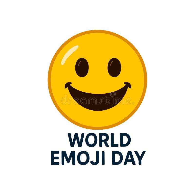 World Emoji Day Happy Smiley with Text Overlay Stock Vector ...