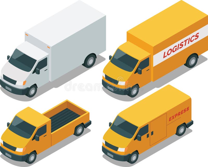 Isometric Logistics Truck Collection Stock Vector - Illustration of ...