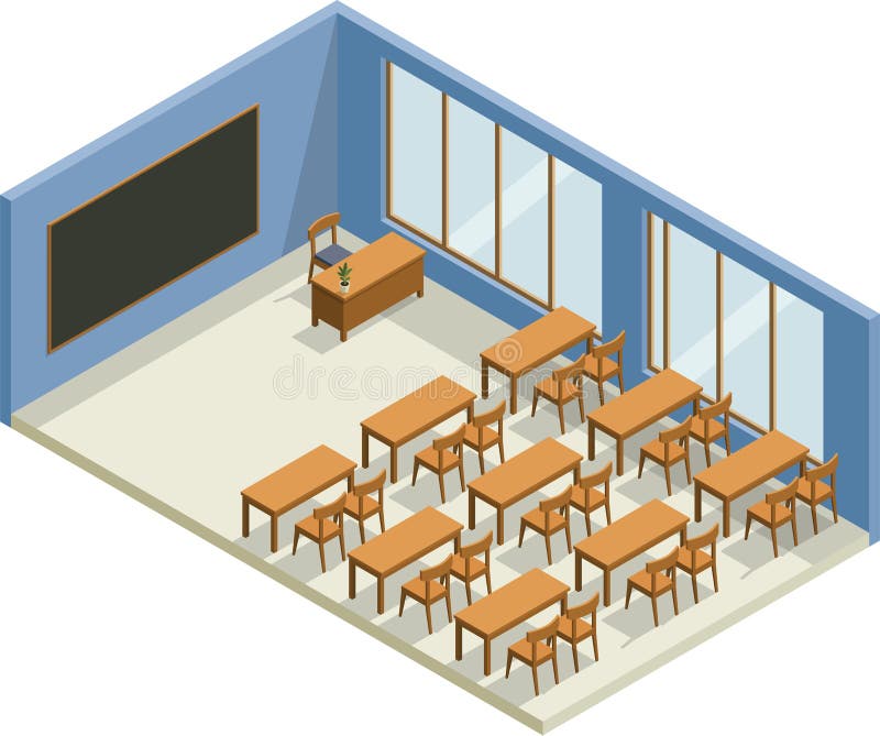 Isometric Classroom Interior with Blackboard Stock Vector ...