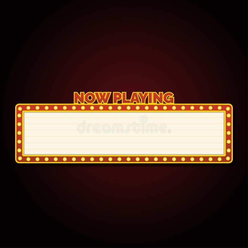 Now Playing Vintage Cinema Marquee Sign Stock Vector - Illustration of ...