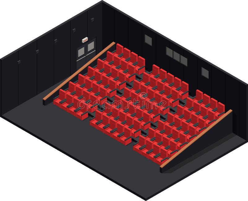 Isometric Cinema Theater Interior Stock Illustration - Illustration of ...