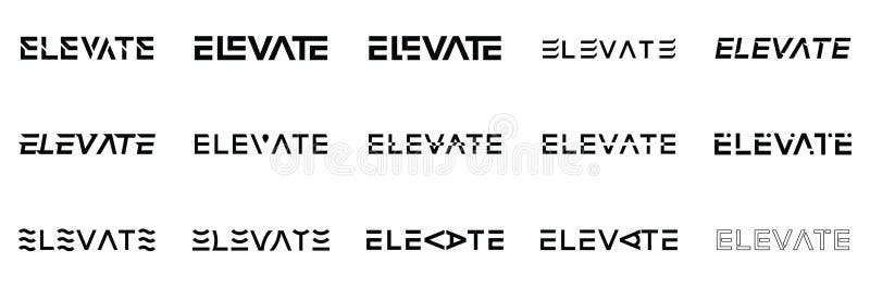 Set of Collection Elevate Logo Design, Typography Text Elevate Graphic ...