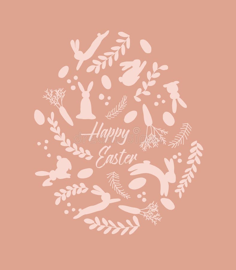 Easter Card, an Ester Egg Made from Rabbits, Eggs and Florals with a ...