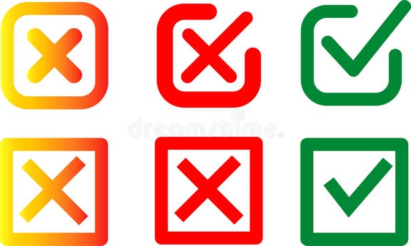 Checkbox Icons Assortment: Multi-Color Selection Set, Tick and Cross ...