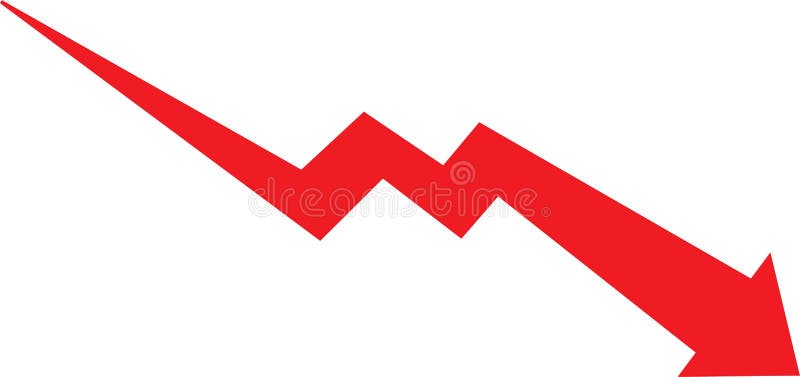 Declining Business Arrow: Red Downtrend Graphic, Market Downturn ...