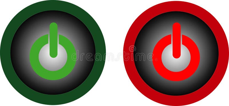 Power Button Icons: Green on Red Off, on Off Symbols: Green and Red ...